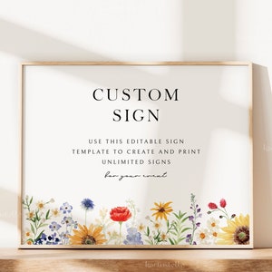 Sunflower Custom Sign Template Summer Floral Wedding Sign Editable ...