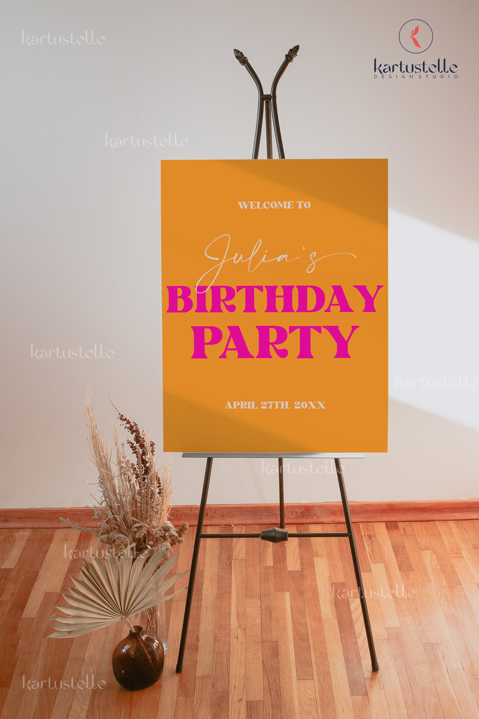 Orange Pink Birthday Welcome Sign Template, Bold Colorful Playful ...