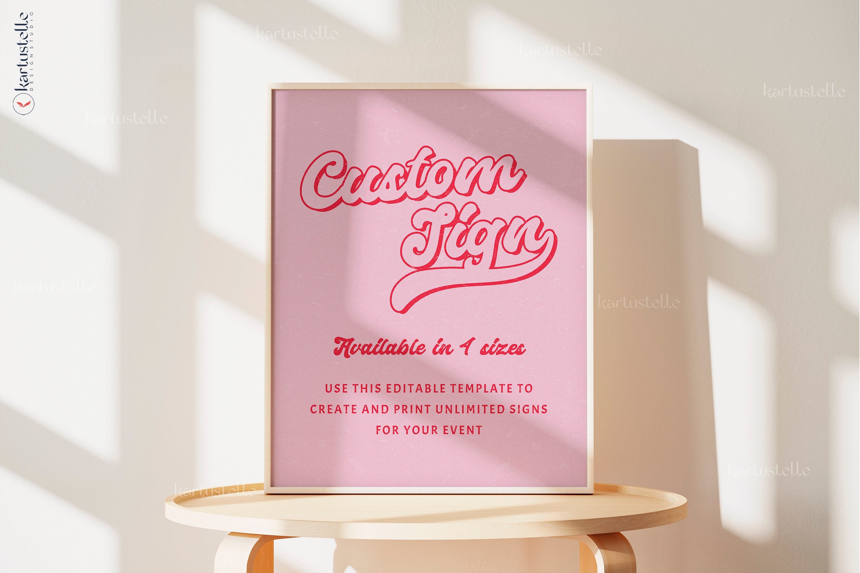 Red Pink Custom Sign Template Red and Pink Personalized Sign - Etsy