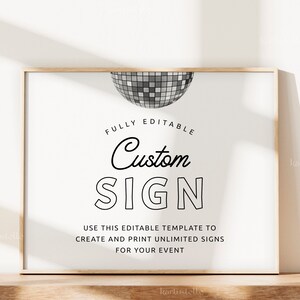 Disco Custom Sign Template, Retro Custom Signs, Disco Ball Wedding ...
