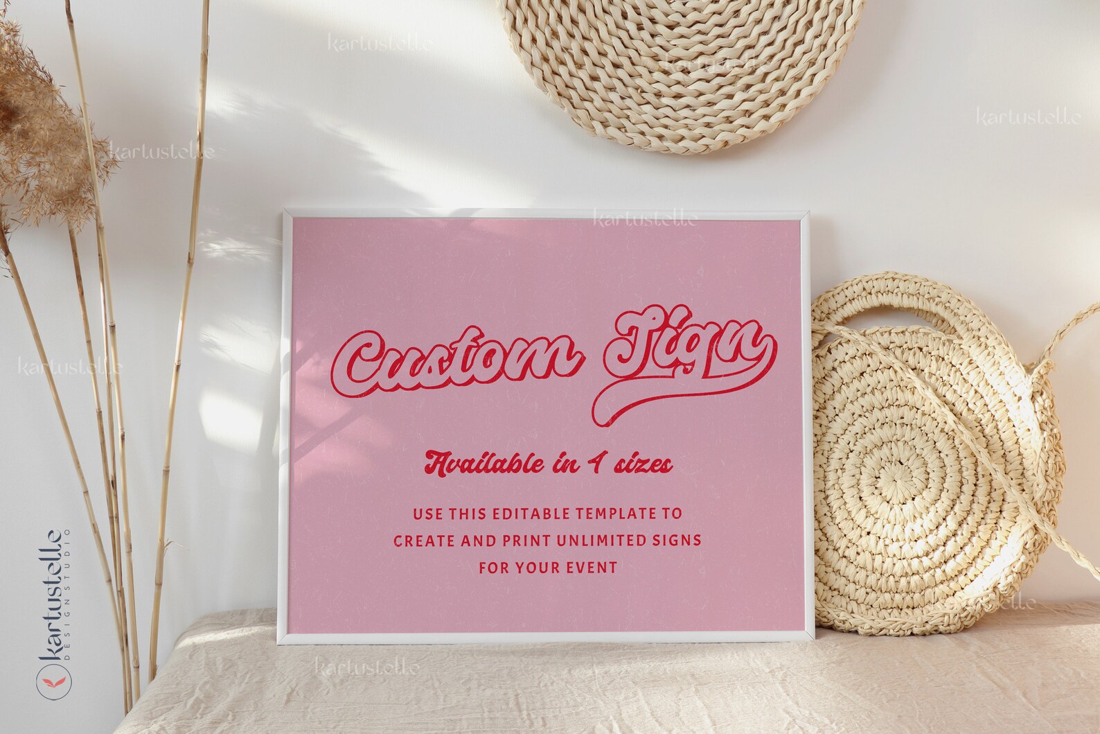 Red Pink Custom Sign Template, Red and Pink Personalized Sign, Bridal ...