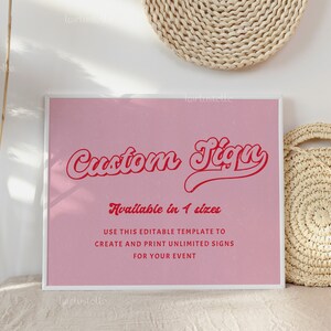 Red Pink Custom Sign Template, Red and Pink Personalized Sign, Bridal ...