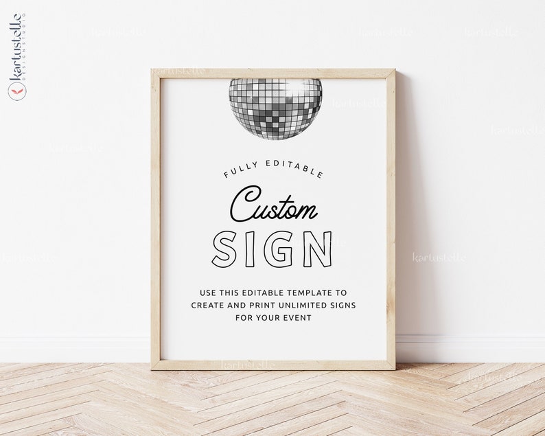 Disco Custom Sign Template Retro Custom Signs Disco Ball - Etsy