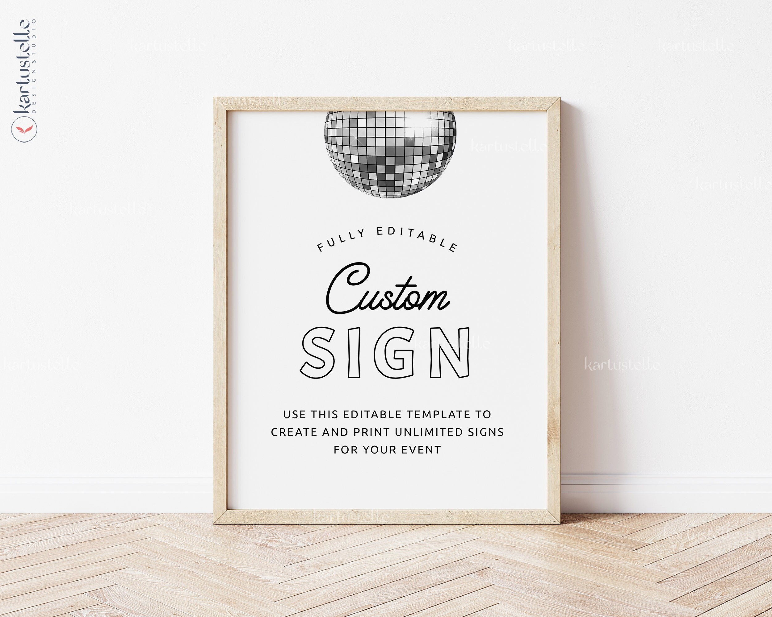 Disco Custom Sign Template Retro Custom Signs Disco Ball - Etsy