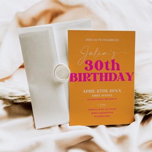 Orange Pink Birthday Party Invitation Template, Funky Playful Birthday ...