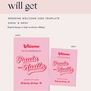 Red Pink Wedding Welcome Sign Template, Red and Pink Wedding Sign ...