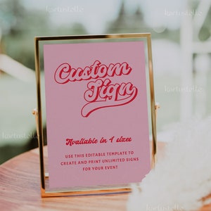 Red Pink Custom Sign Template, Red and Pink Personalized Sign, Bridal ...