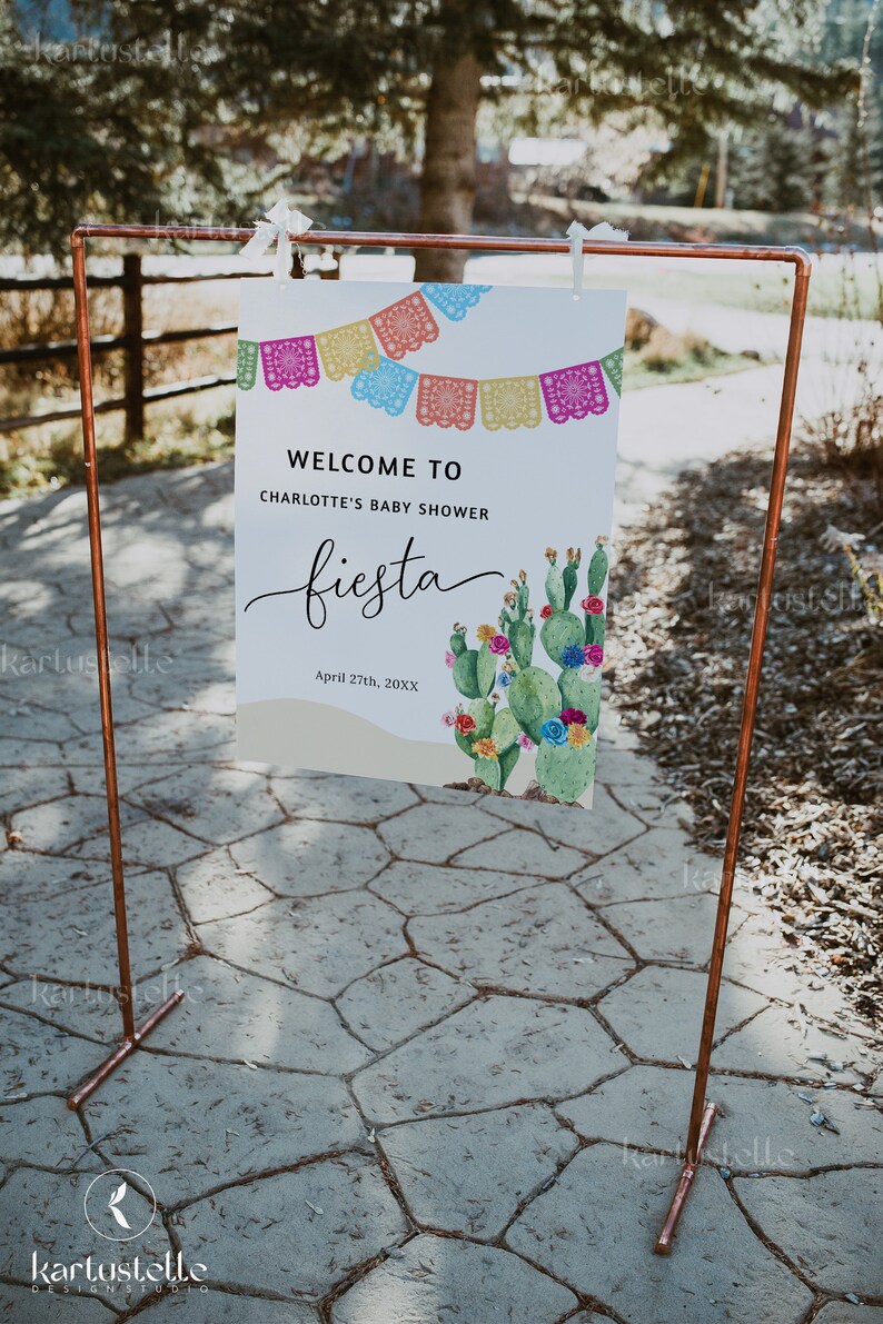 Fiesta Baby Shower Welcome Sign Template, Cactus Baby Shower Sign ...