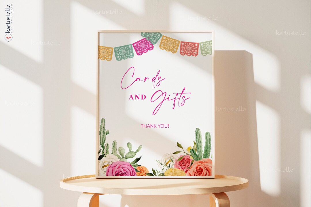 Fiesta Cards and Gifts Sign Template, Cactus Wedding Gifts Sign ...