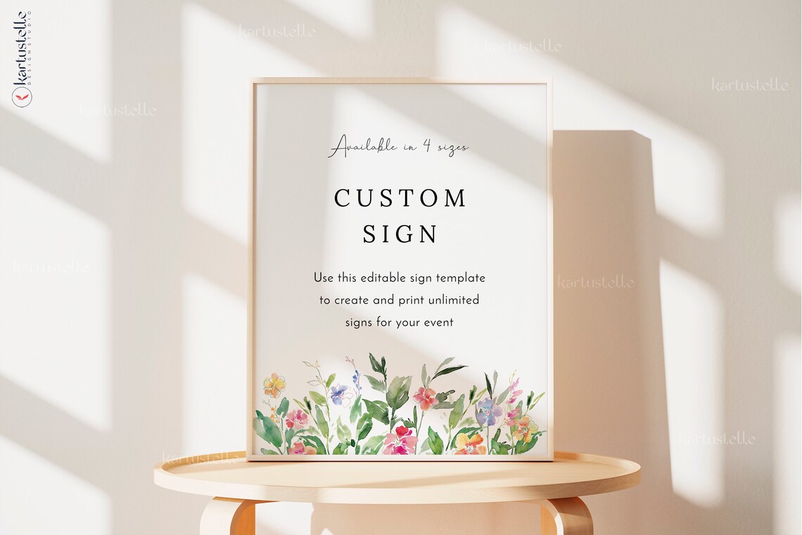 Colorful Floral Custom Sign Template, Wildflower Wedding Sign, Spring ...