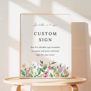 Colorful Floral Custom Sign Template, Wildflower Wedding Sign, Spring ...