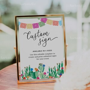Fiesta Custom Sign Template, Mexican Bridal Shower Sign, Cactus Custom ...
