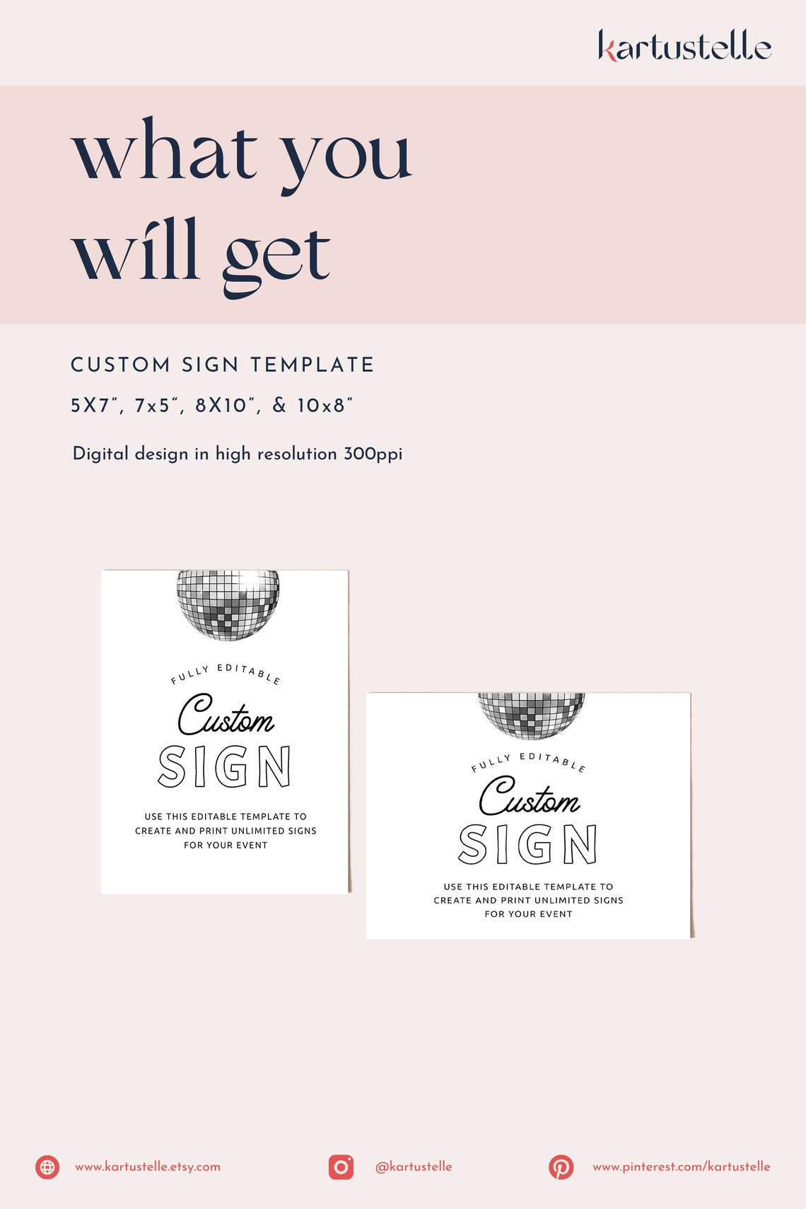 Disco Custom Sign Template, Retro Custom Signs, Disco Ball Wedding ...