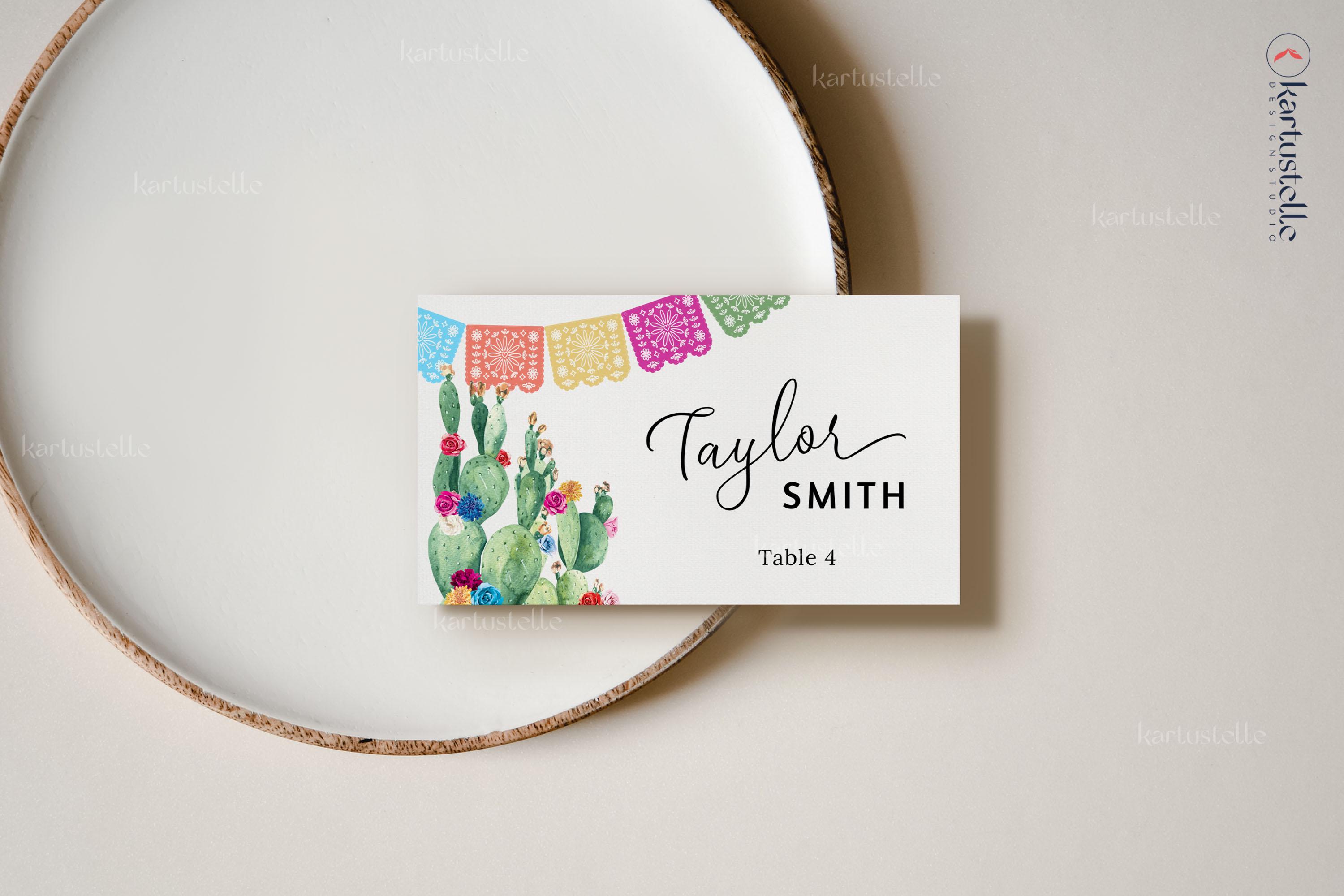 Fiesta Place Cards Mexican Wedding Name Cards Cactus Place Card ...