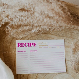 Orange Pink Recipe Card Template, Bold Colorful Playful Bridal Shower ...