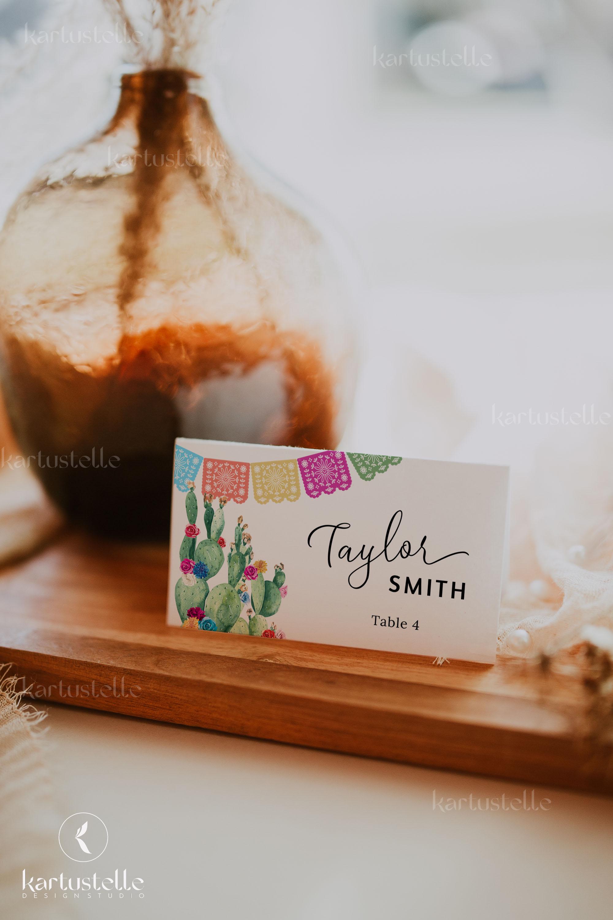 Fiesta Place Cards Mexican Wedding Name Cards Cactus Place Card ...