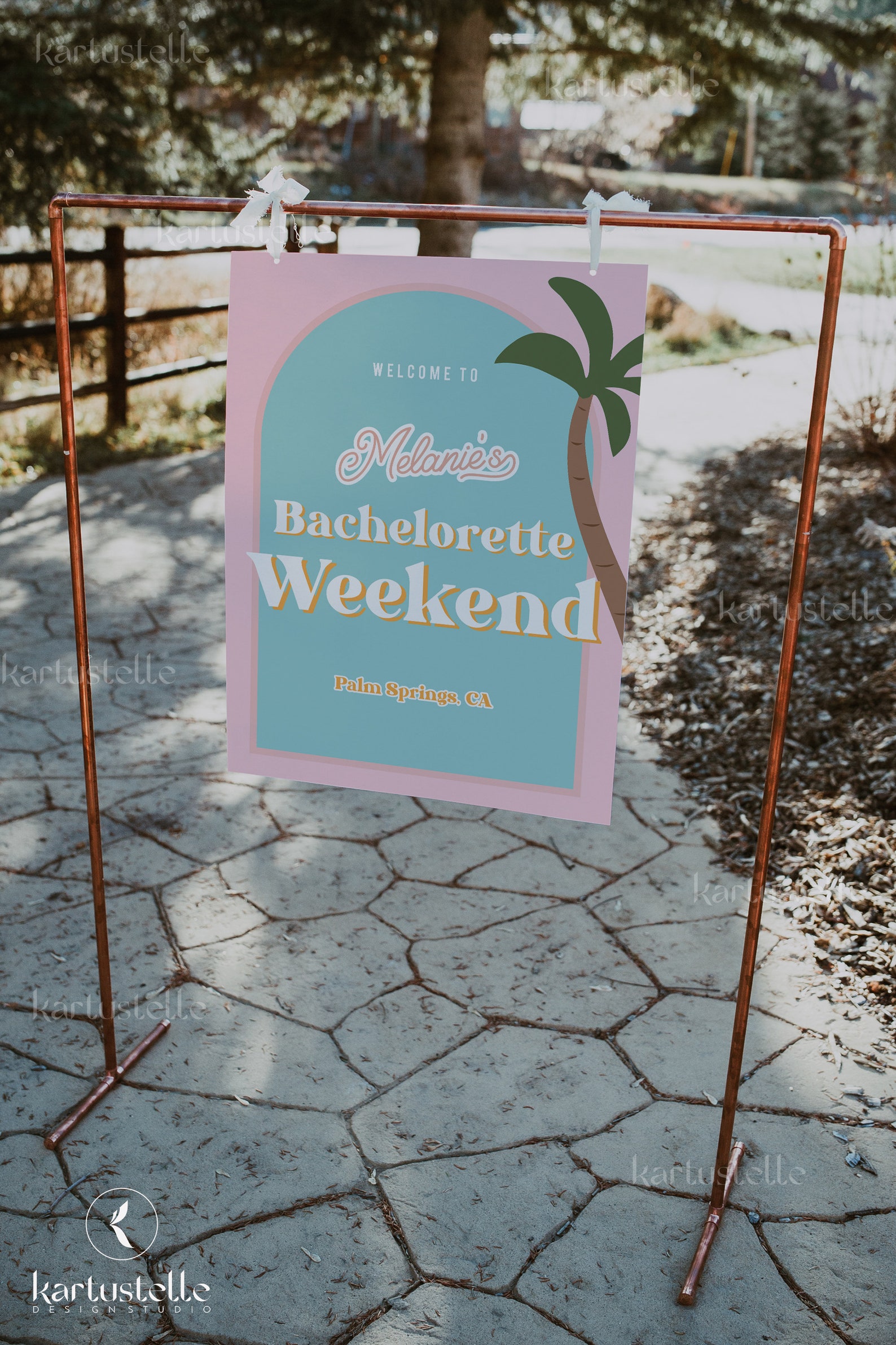 Palm Springs Bachelorette Party Welcome Sign Template Palm Tree ...