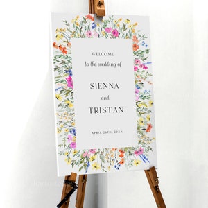 Colorful Floral Welcome Sign Template Wildflower Wedding Welcome Sign ...