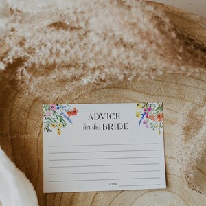 Colorful Floral Advice Card Template, Wildflower Bridal Shower Advice ...