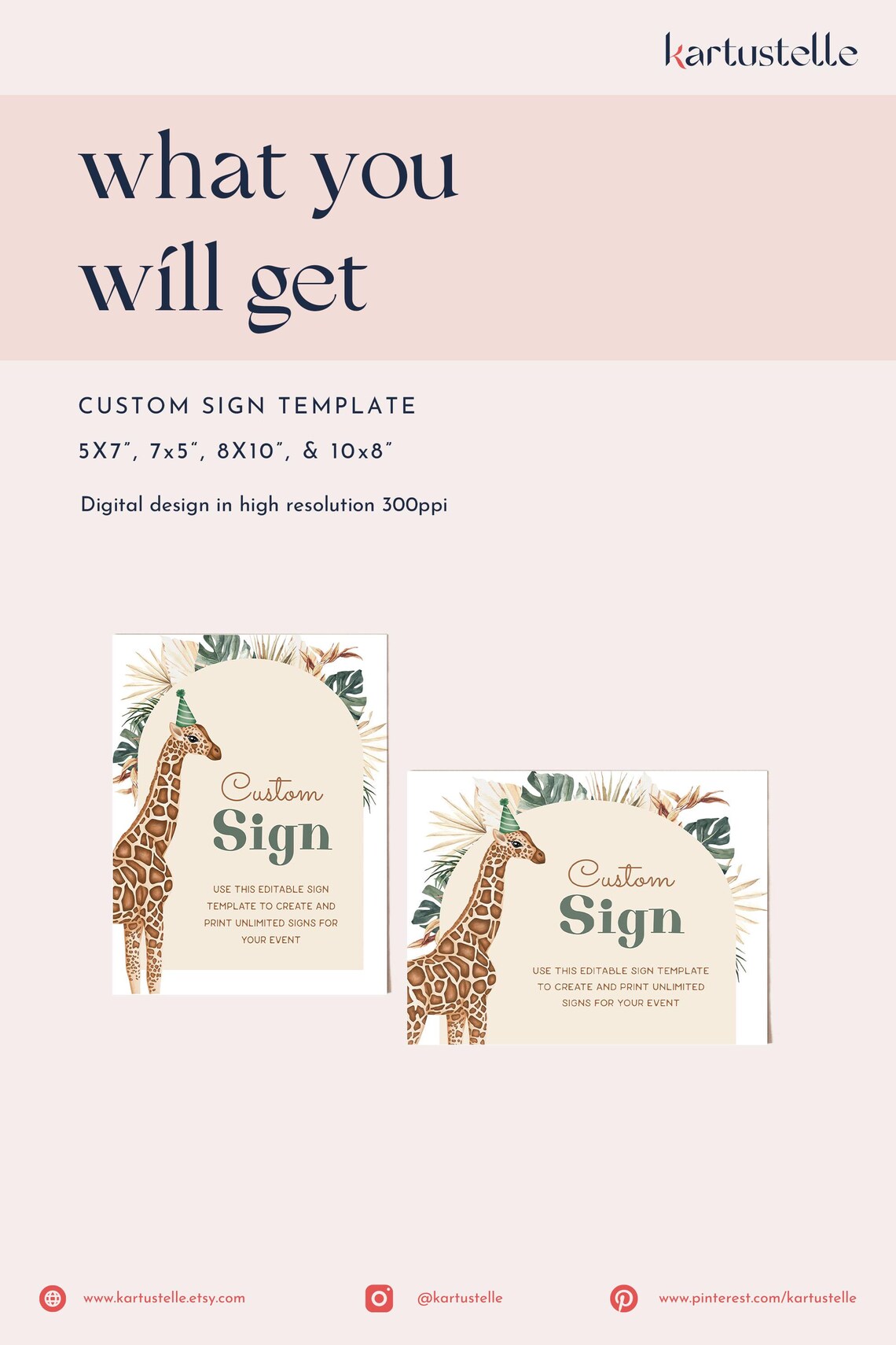 Wild Safari Custom Sign Template Giraffe Custom Signs Jungle Animals ...