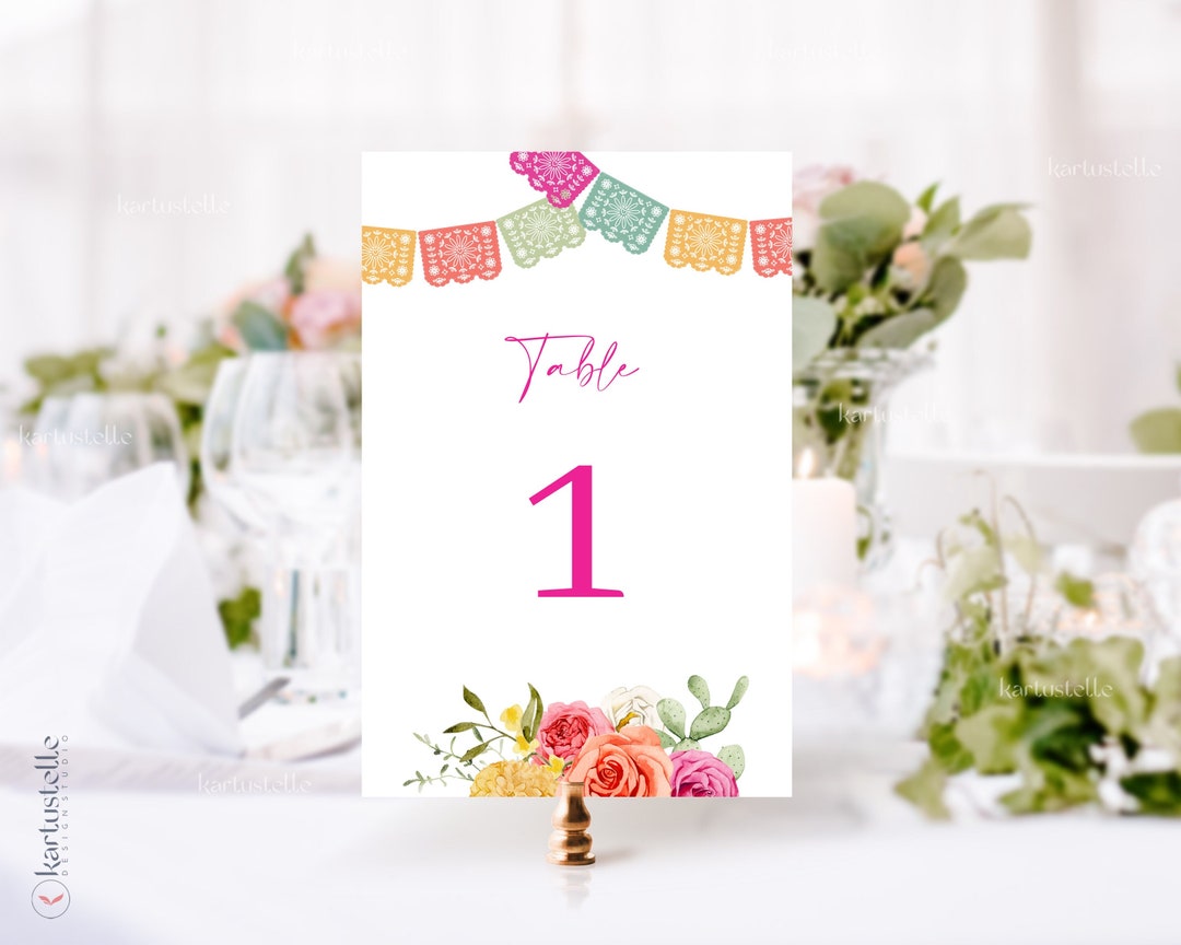 Fiesta Table Numbers, Mexican Wedding Table Number, Cactus Table Number ...