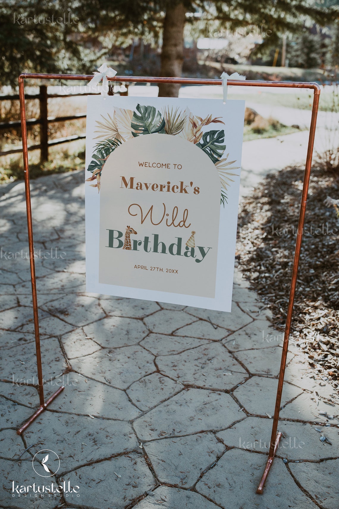 Giraffe Welcome Sign Template Wild One Birthday Welcome Sign Safari ...