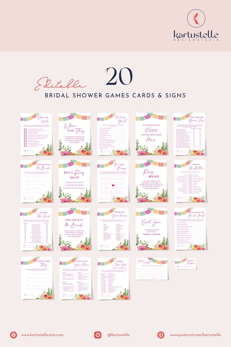 Fiesta Bridal Shower Games Bundle Template Mexican Bridal - Etsy