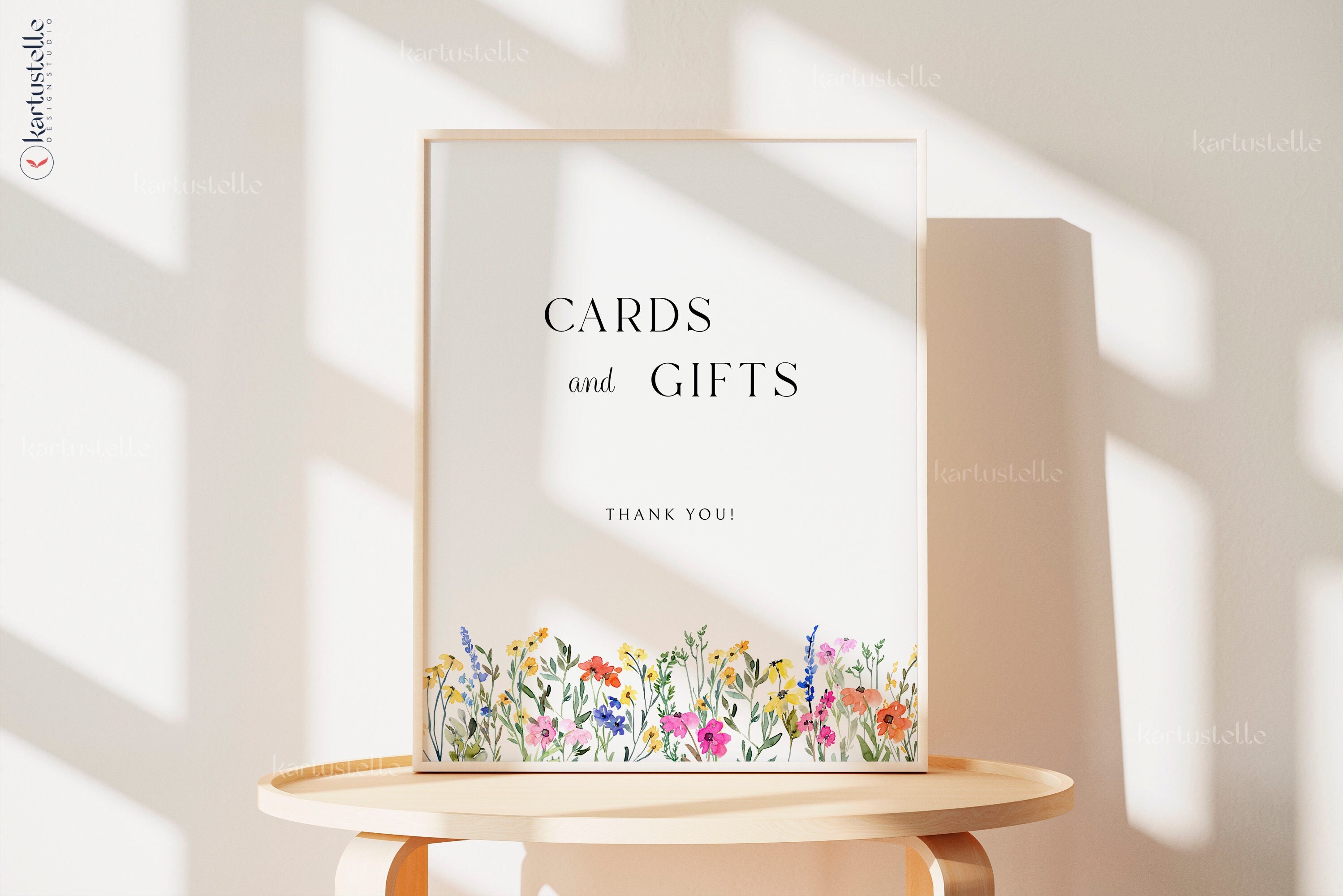 Colorful Floral Cards and Gifts Sign Template, Wildflower Wedding Gift ...