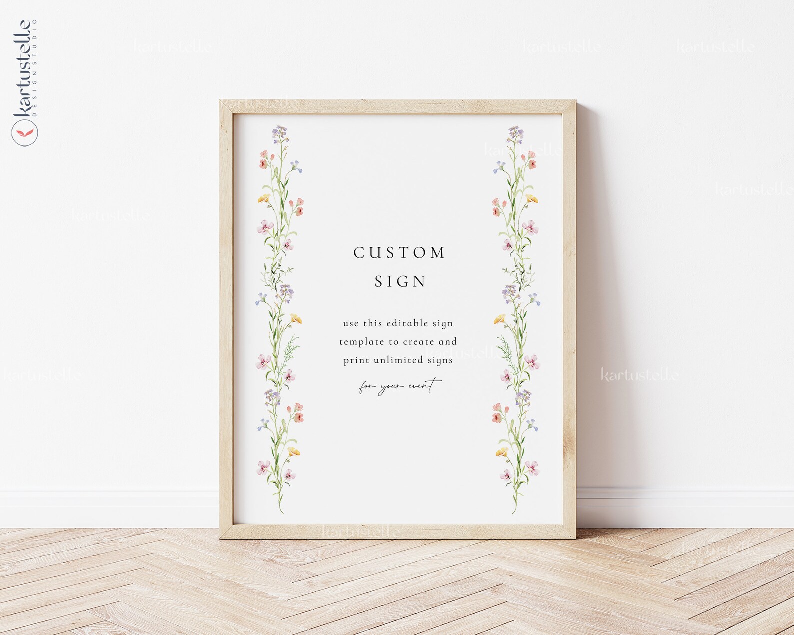 Dainty Delicate Floral Custom Sign Template Wildflower Wedding Sign ...