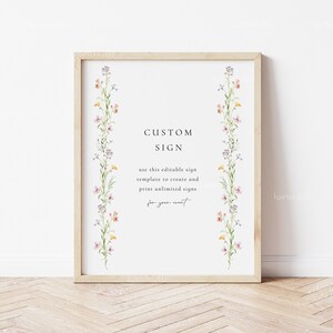 Dainty Delicate Floral Custom Sign Template Wildflower Wedding Sign ...
