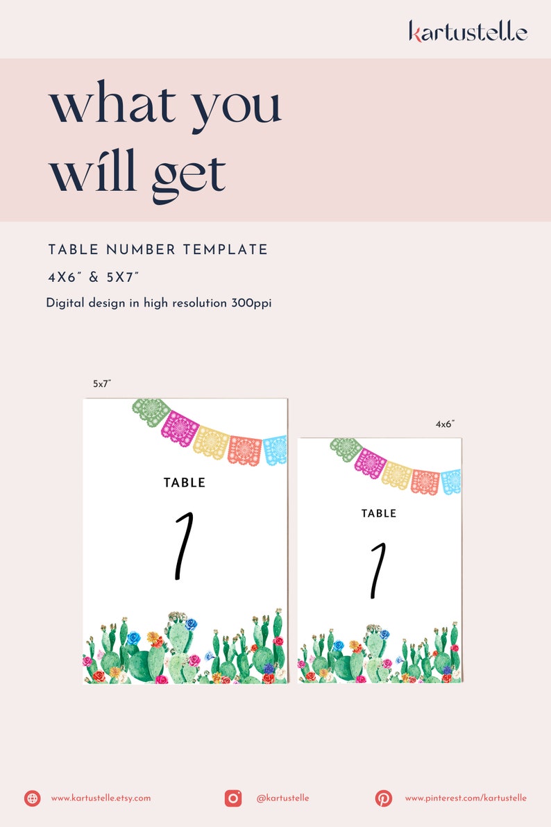 Fiesta Table Numbers, Mexican Wedding Table Number, Cactus Table Number ...