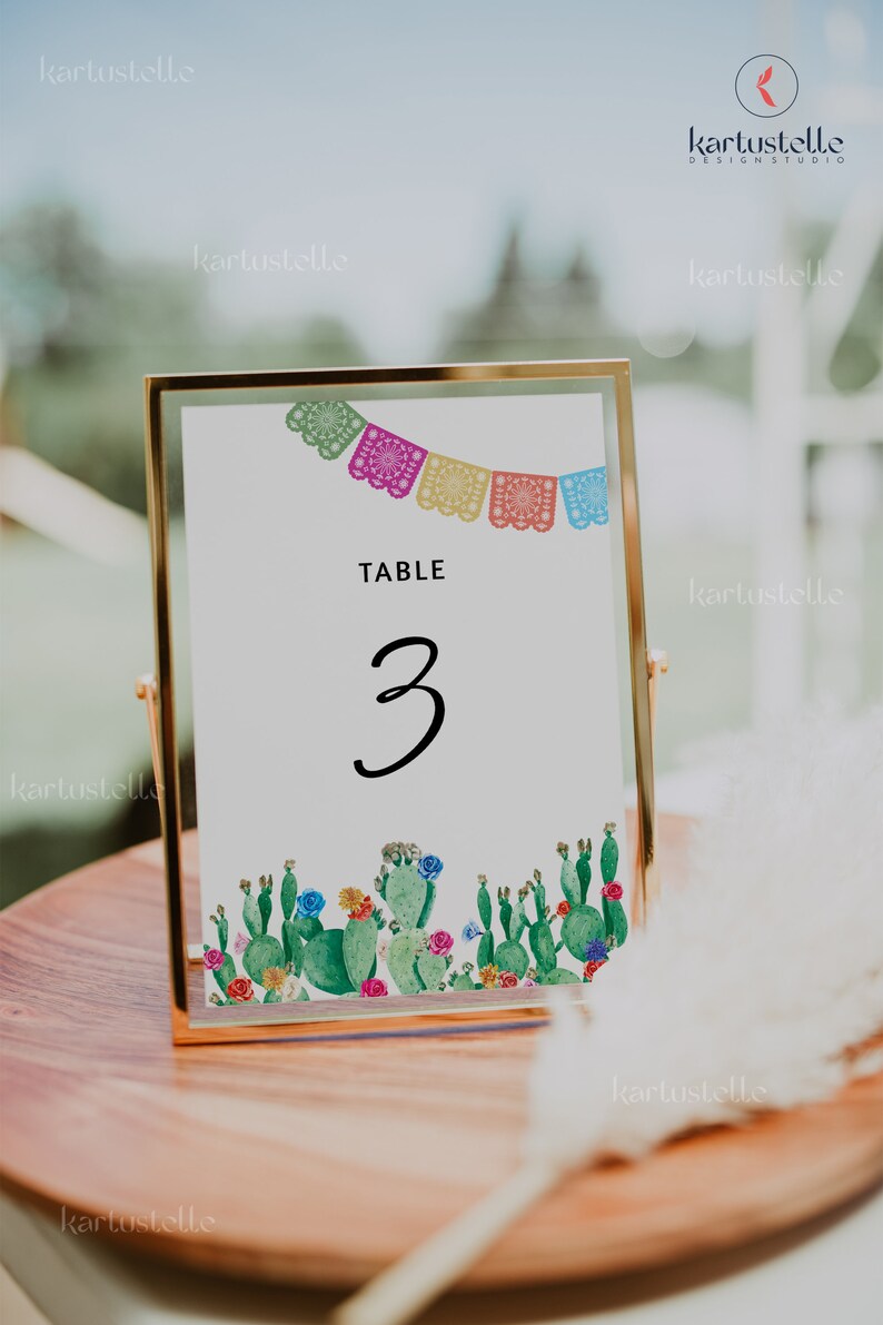 Fiesta Table Numbers, Mexican Wedding Table Number, Cactus Table Number ...