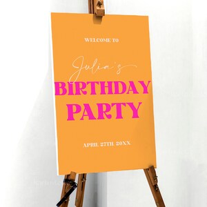 Orange Pink Birthday Welcome Sign Template, Bold Colorful Playful ...