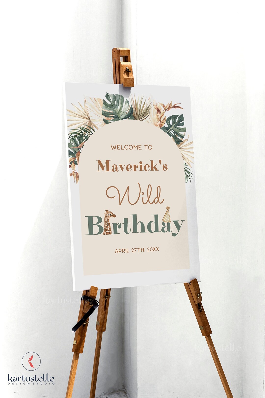 Giraffe Welcome Sign Template Wild One Birthday Welcome Sign Safari ...