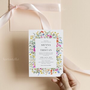 Colorful Floral Wedding Invitation Template, Wildflower Wedding Invites ...
