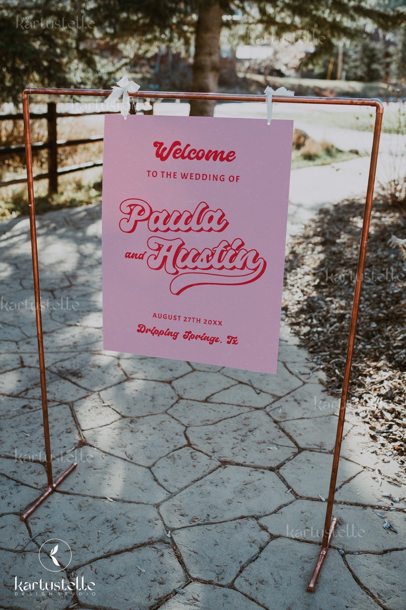Red Pink Wedding Welcome Sign Template Red and Pink Wedding - Etsy