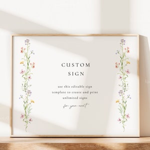 Dainty Delicate Floral Custom Sign Template Wildflower Wedding Sign ...