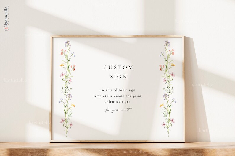 Dainty Delicate Floral Custom Sign Template Wildflower Wedding Sign ...