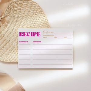 Orange Pink Recipe Card Template, Bold Colorful Playful Bridal Shower ...
