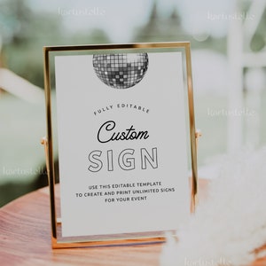 Disco Custom Sign Template, Retro Custom Signs, Disco Ball Wedding ...