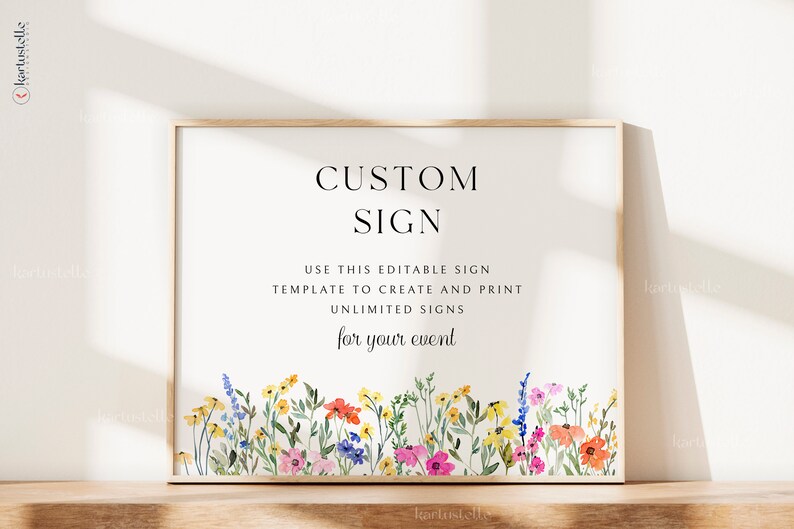 Colorful Floral Custom Sign Template Wildflower Custom - Etsy