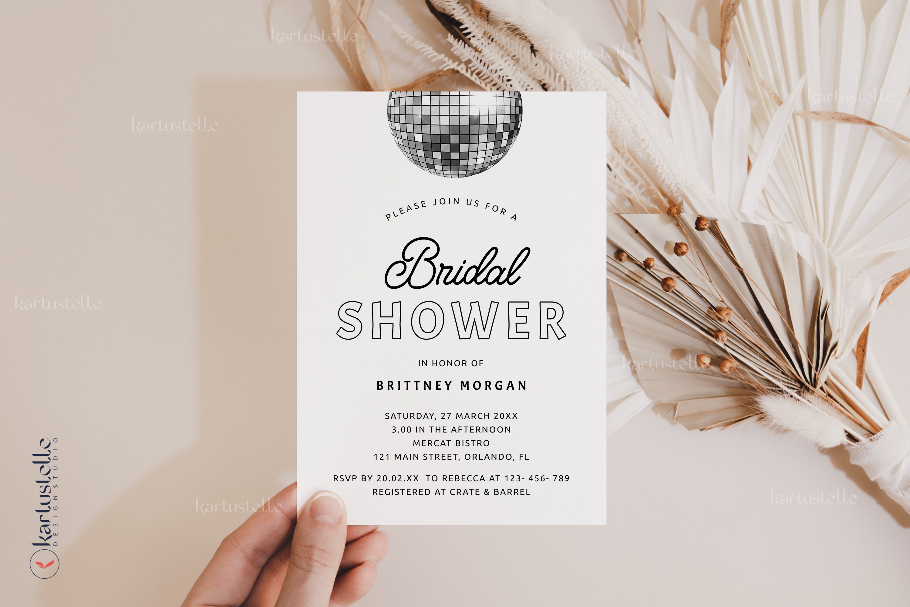 Disco Bridal Shower Invitation Template, Retro Bridal Shower ...