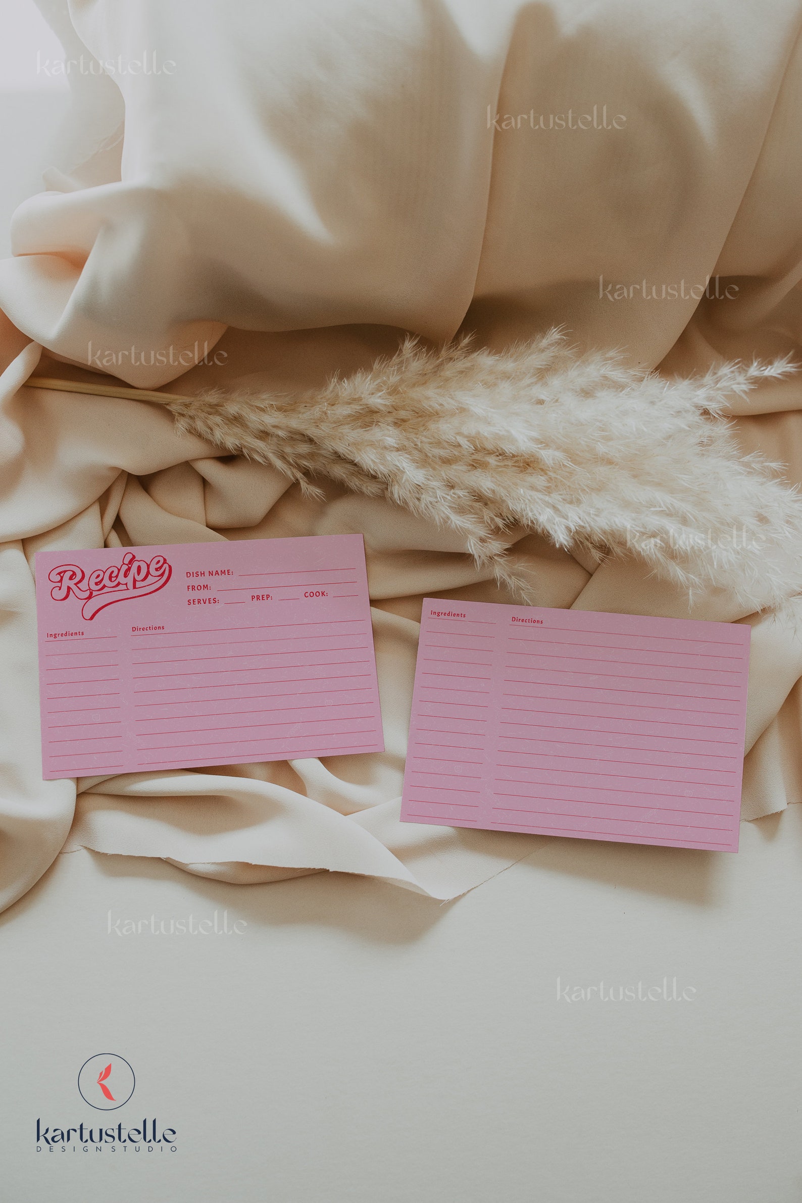 Red Pink Recipe Card Template Red and Pink Recipe Cards - Etsy