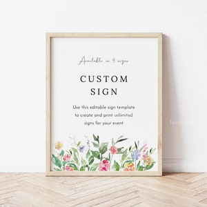 Colorful Floral Custom Sign Template, Wildflower Wedding Sign, Spring ...