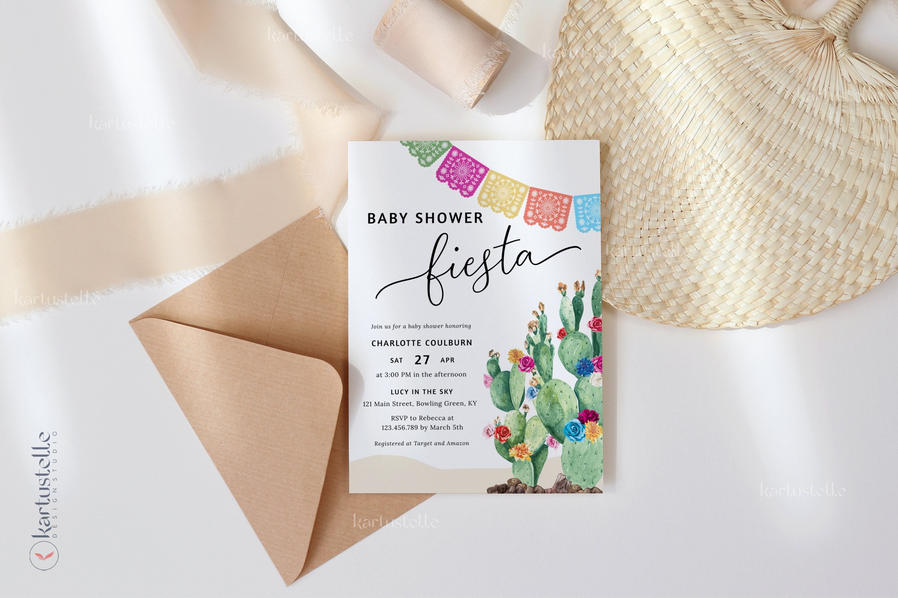 Fiesta Baby Shower Invitation Template Cactus Baby Shower - Etsy