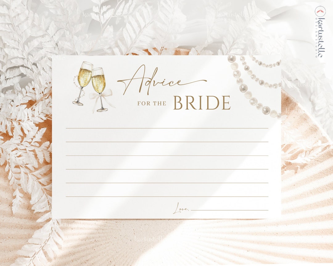 Pearls and Prosecco Advice Card Template Pearls Prosecco Bridal Shower ...