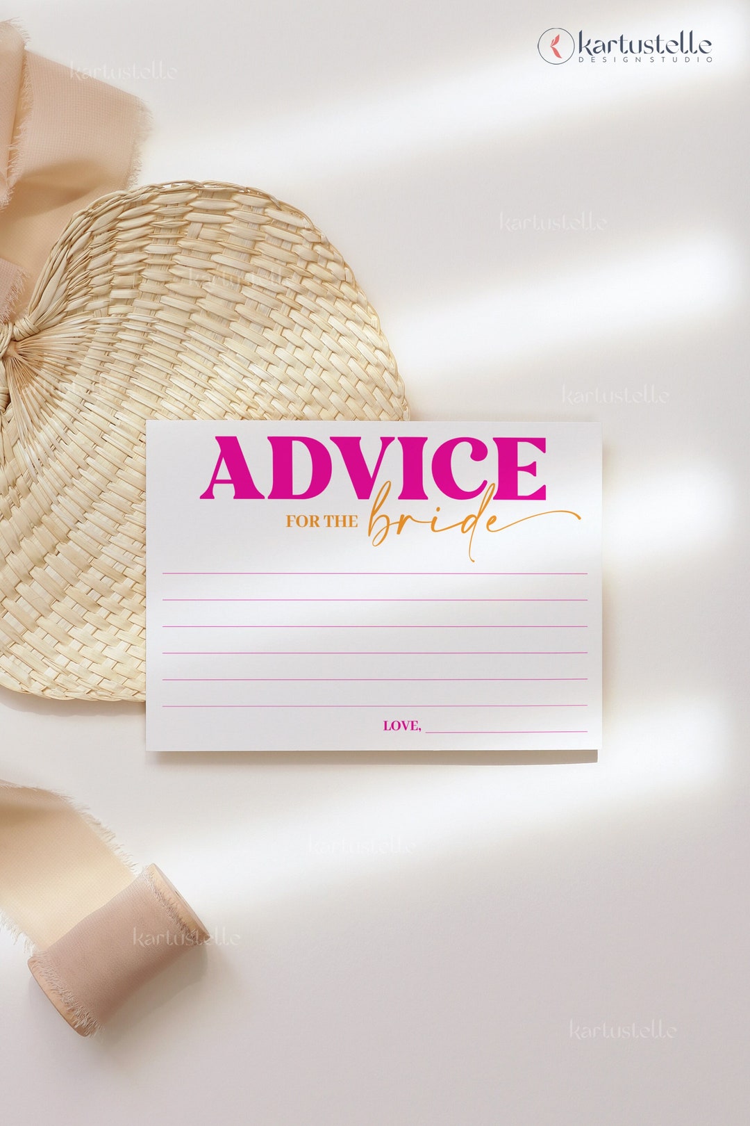 Orange Pink Advice Card Template, Bold Colorful Playful Bridal Shower ...