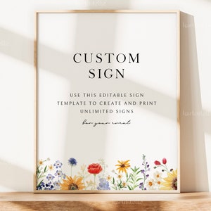 Sunflower Custom Sign Template Summer Floral Wedding Sign Editable ...
