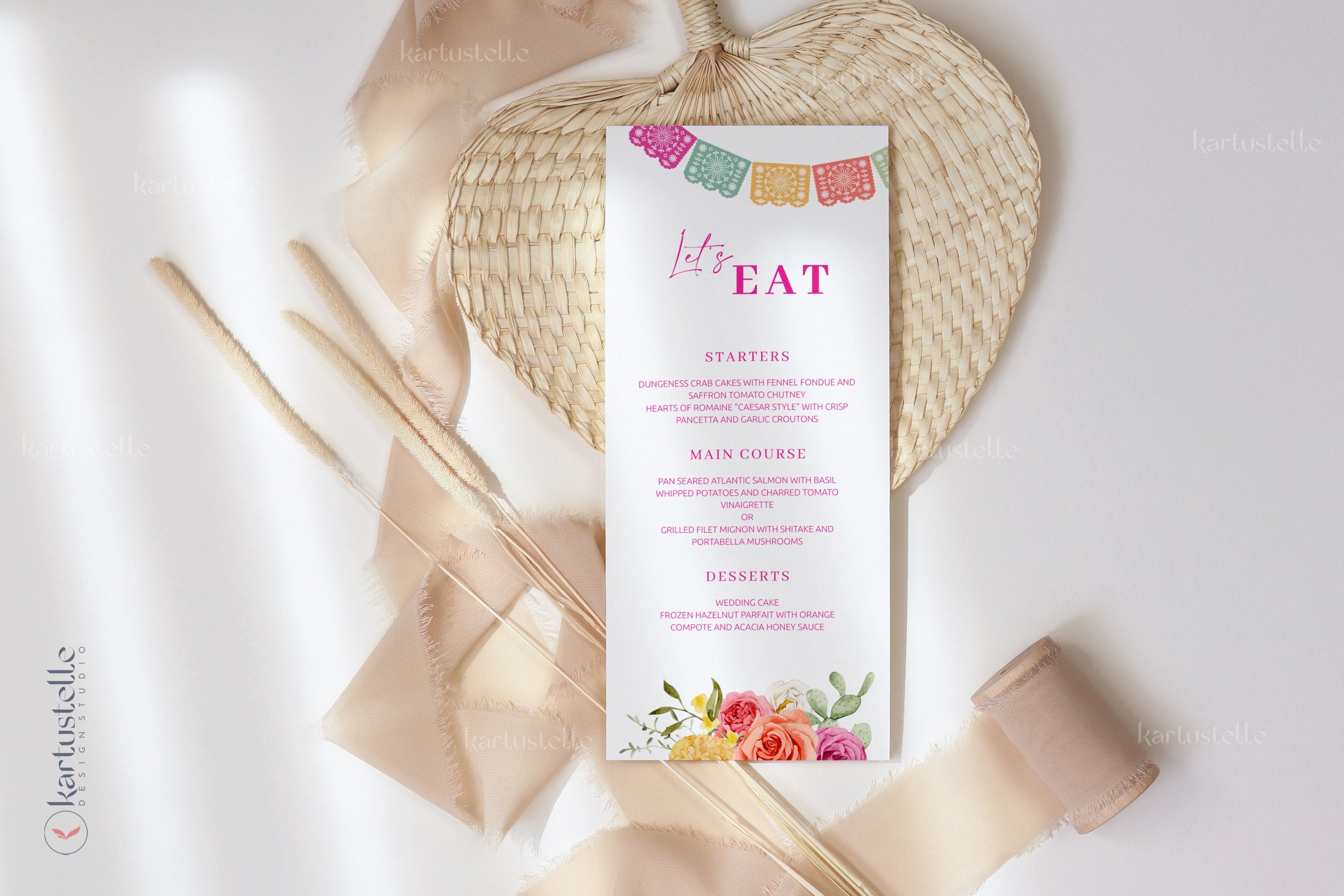 Fiesta Wedding Menu Template Mexican Wedding Menu Cards - Etsy