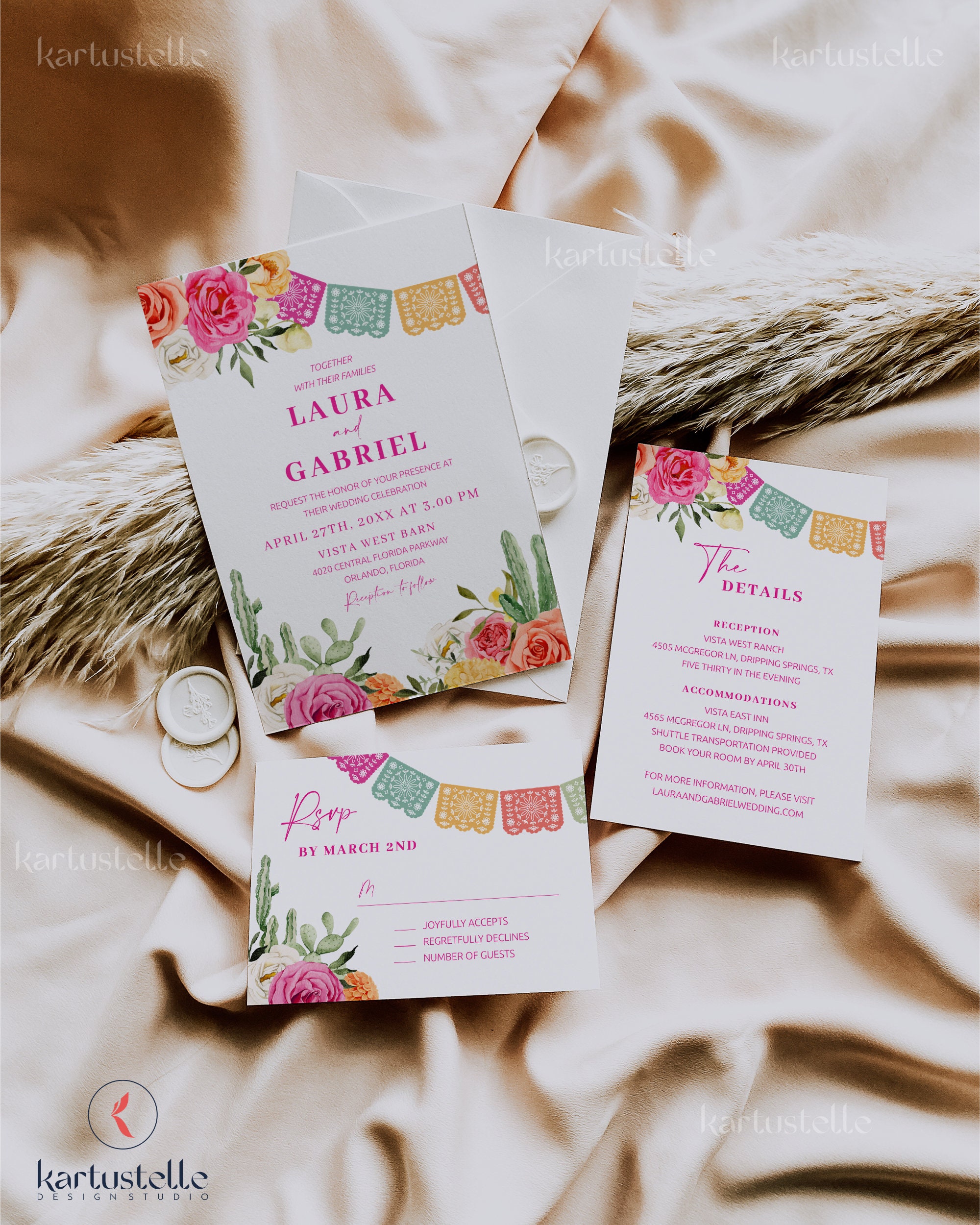 Fiesta Wedding Invitation Set Template, Mexican Wedding Invitations ...